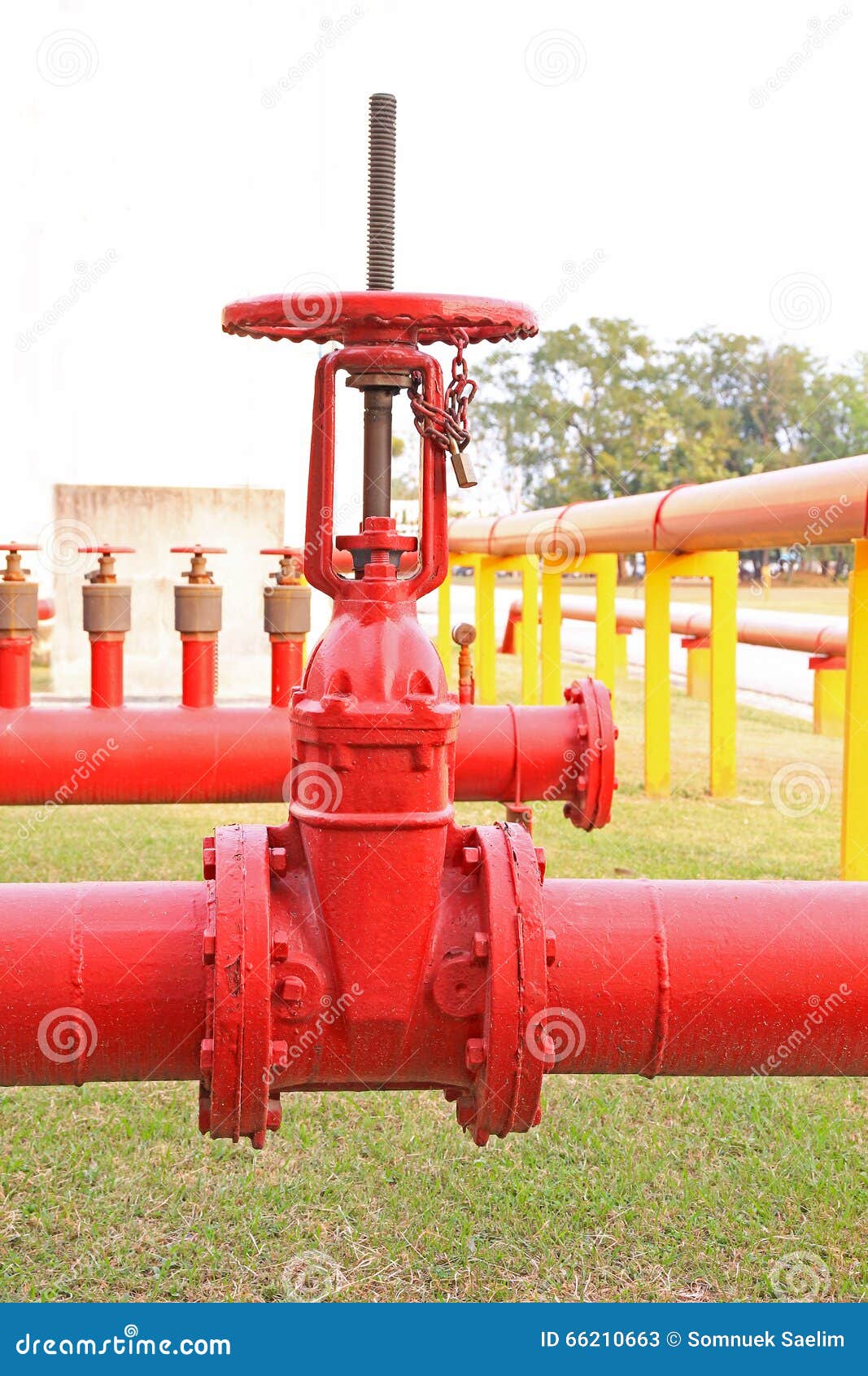 The Red fire hose valve stock image. Image of build, infrastructure ...
