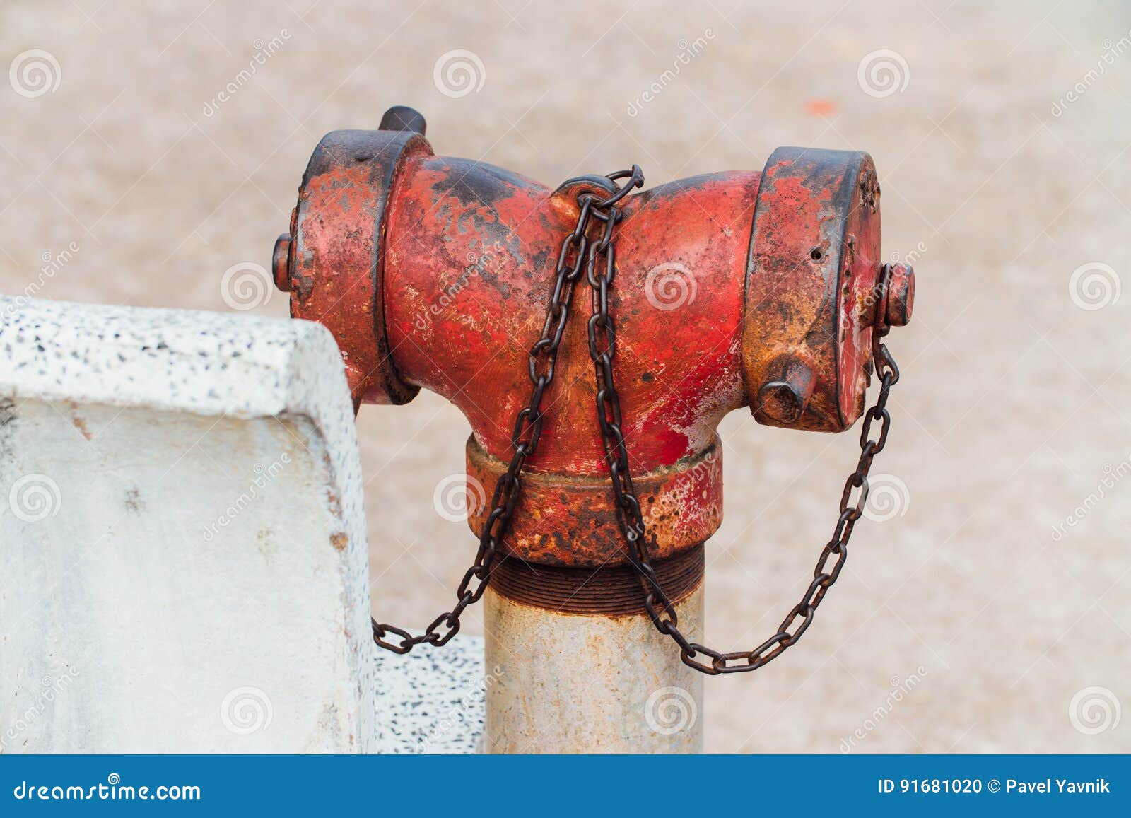 Red Fire Hydrant with Chain. Stock Photo - Image of plug, asia: 91681020