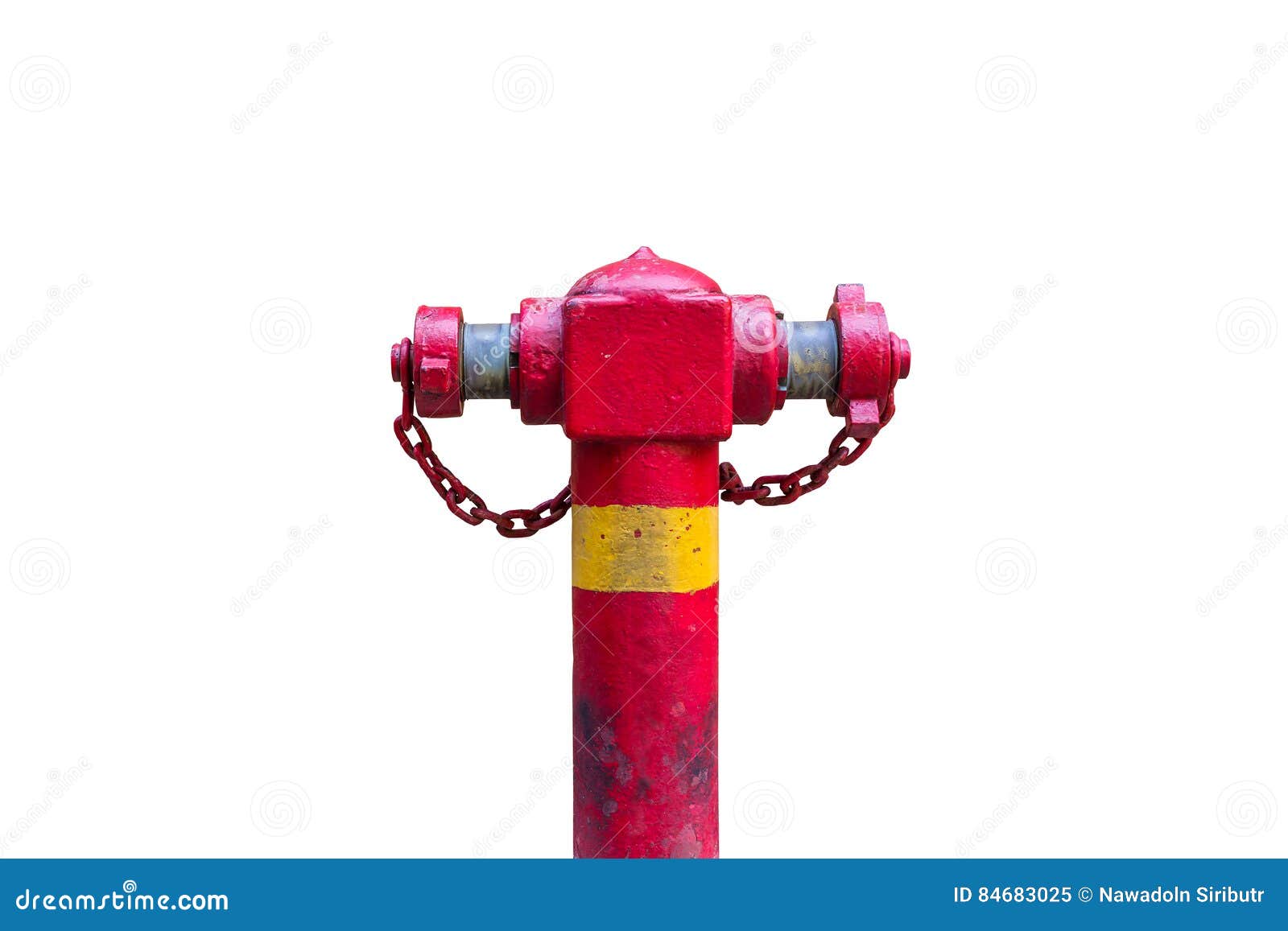 Red Fire Hydrant With Chain, Isolated White Background Stock Image ...