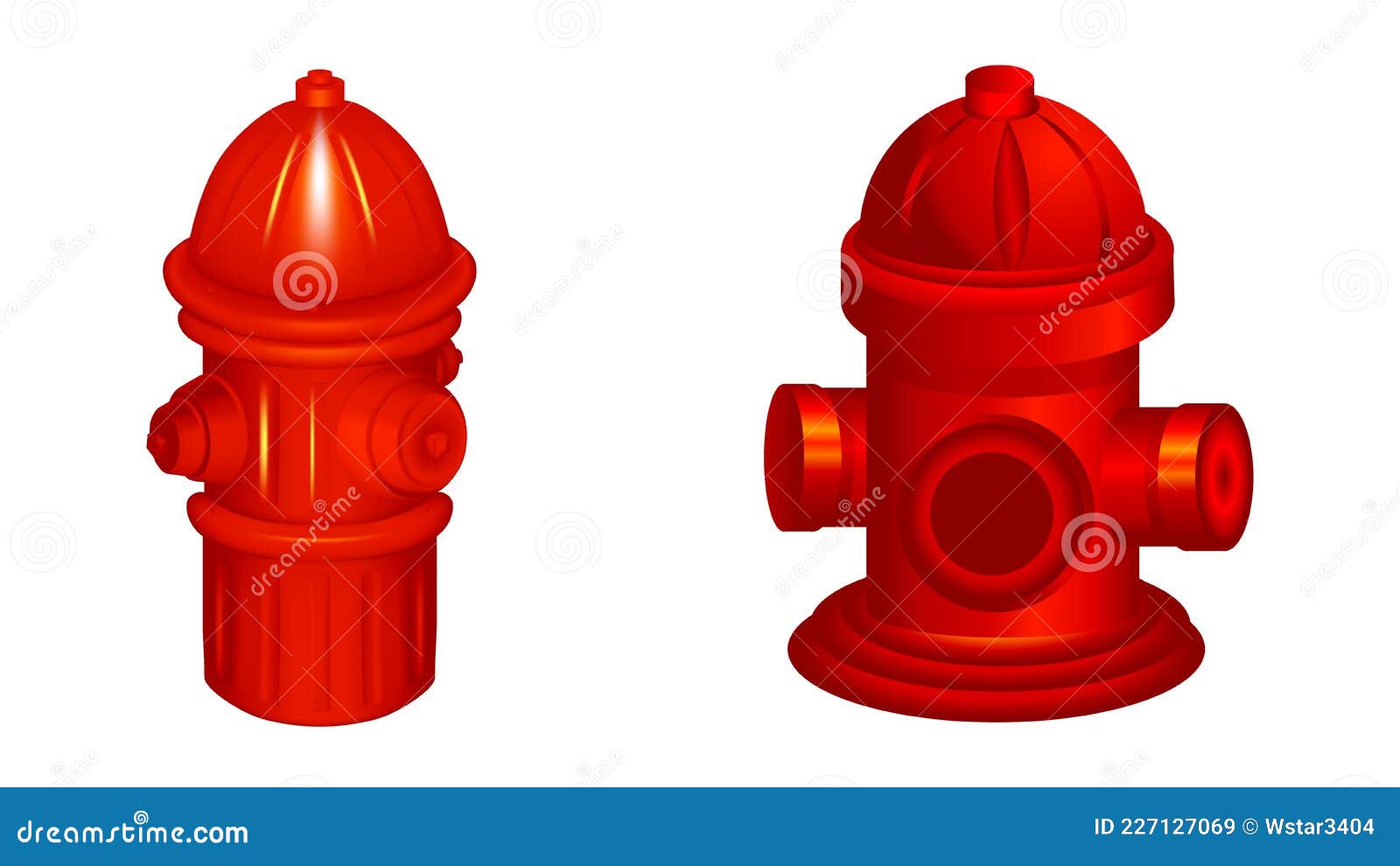Red Fire Hydrant. Fire Hydrant Flat Vector Icon Set. Set of 3 Vector ...