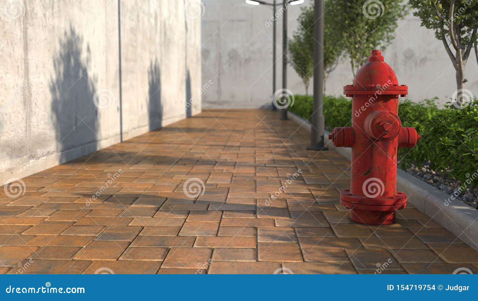 Red Fire Hydrant on the Footpath in the Urban Exterior Close-up. Focus ...