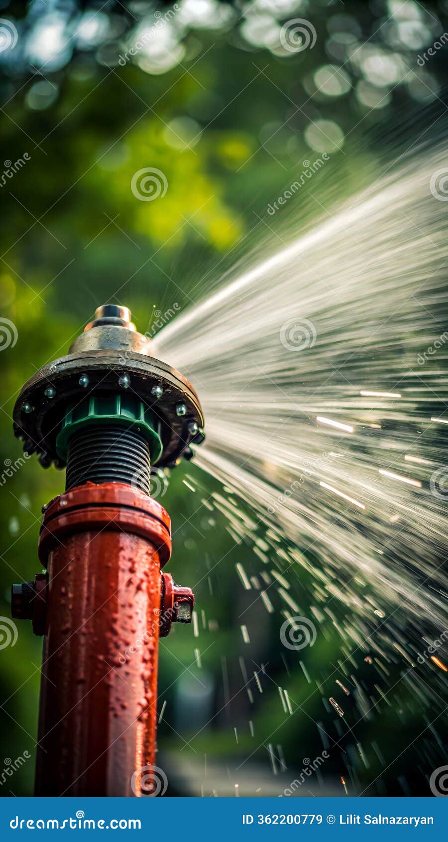 Red Fire Hydrant Spraying Water Outdoors Stock Image - Image of summer ...