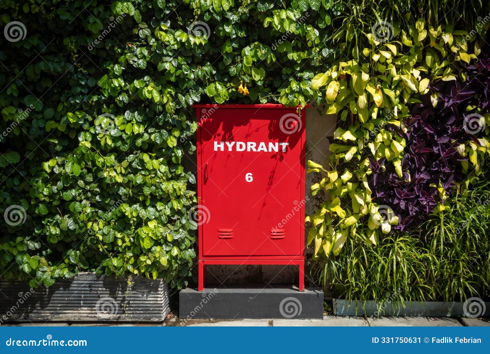 Red Fire Hydrant or Hydrant Hose Box in the Park Stock Image - Image of ...