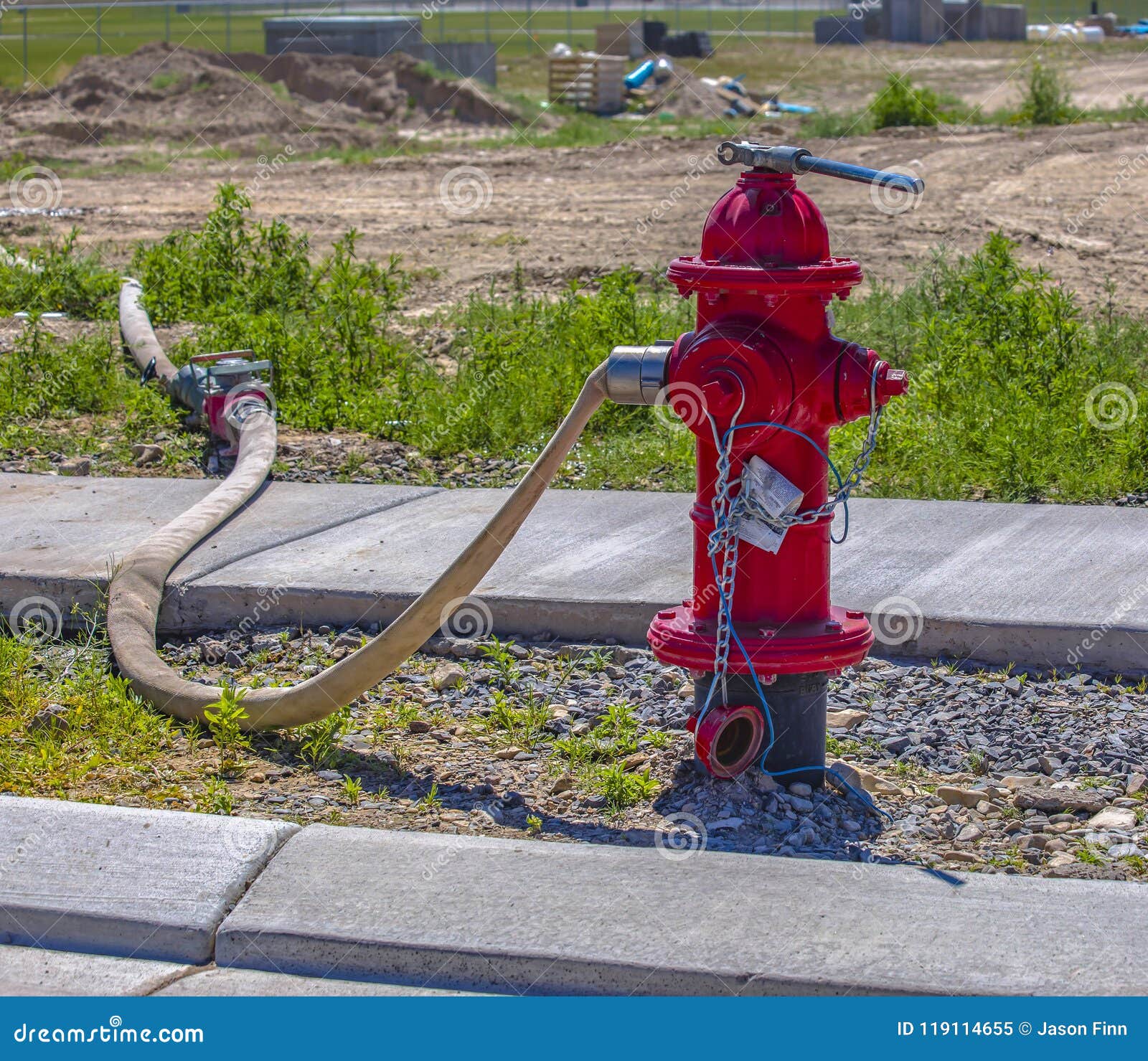 Hose Trailing Off from Fire Hydrant Stock Image - Image of pipe ...