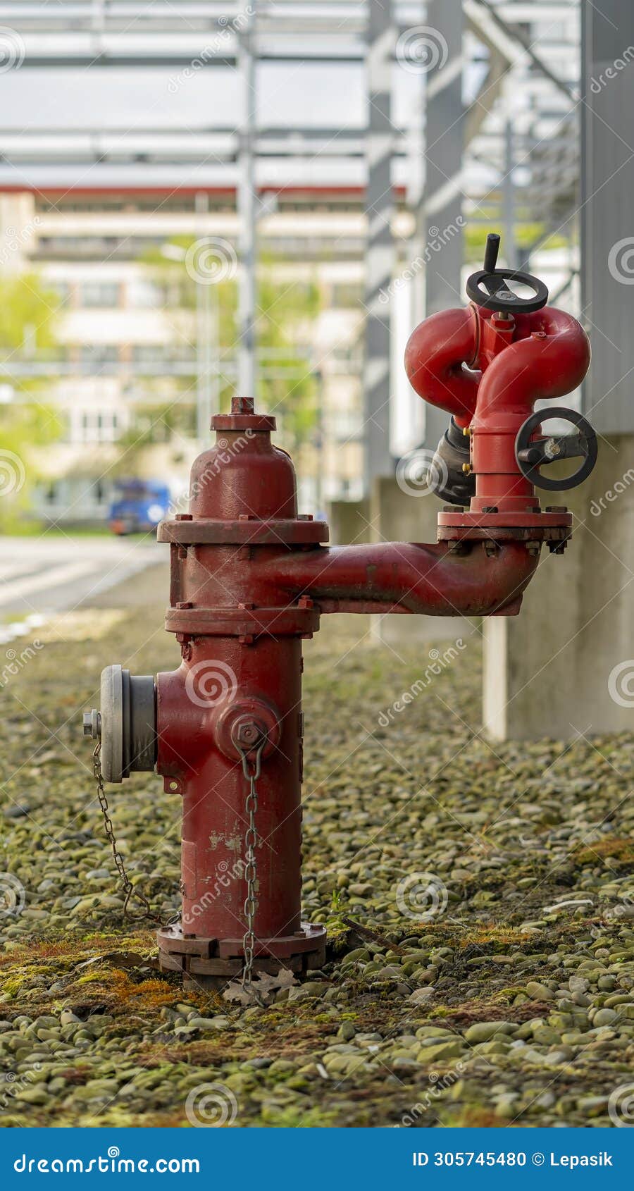A Red Fire Hydrant at an Industrial Plant. Stock Photo - Image of ...