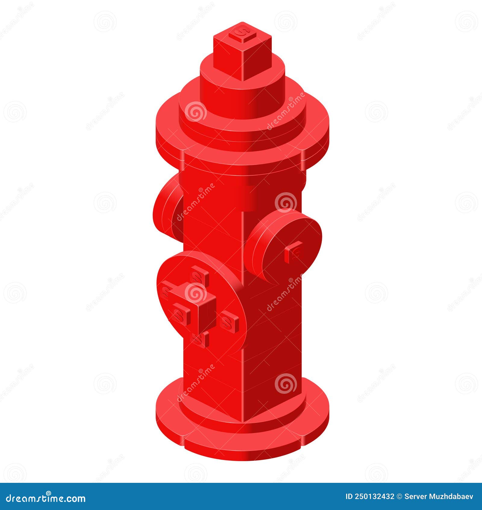Red Fire Hydrant in Isometric Style for Print and Design.Vector ...