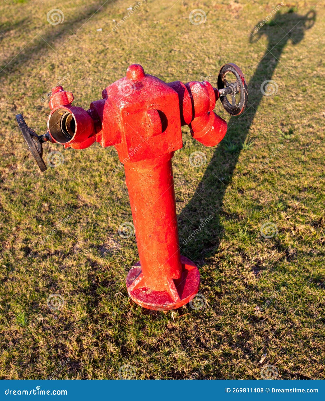 Red Fire Hydrant on the Lawn Stock Photo - Image of lawn, park: 269811408