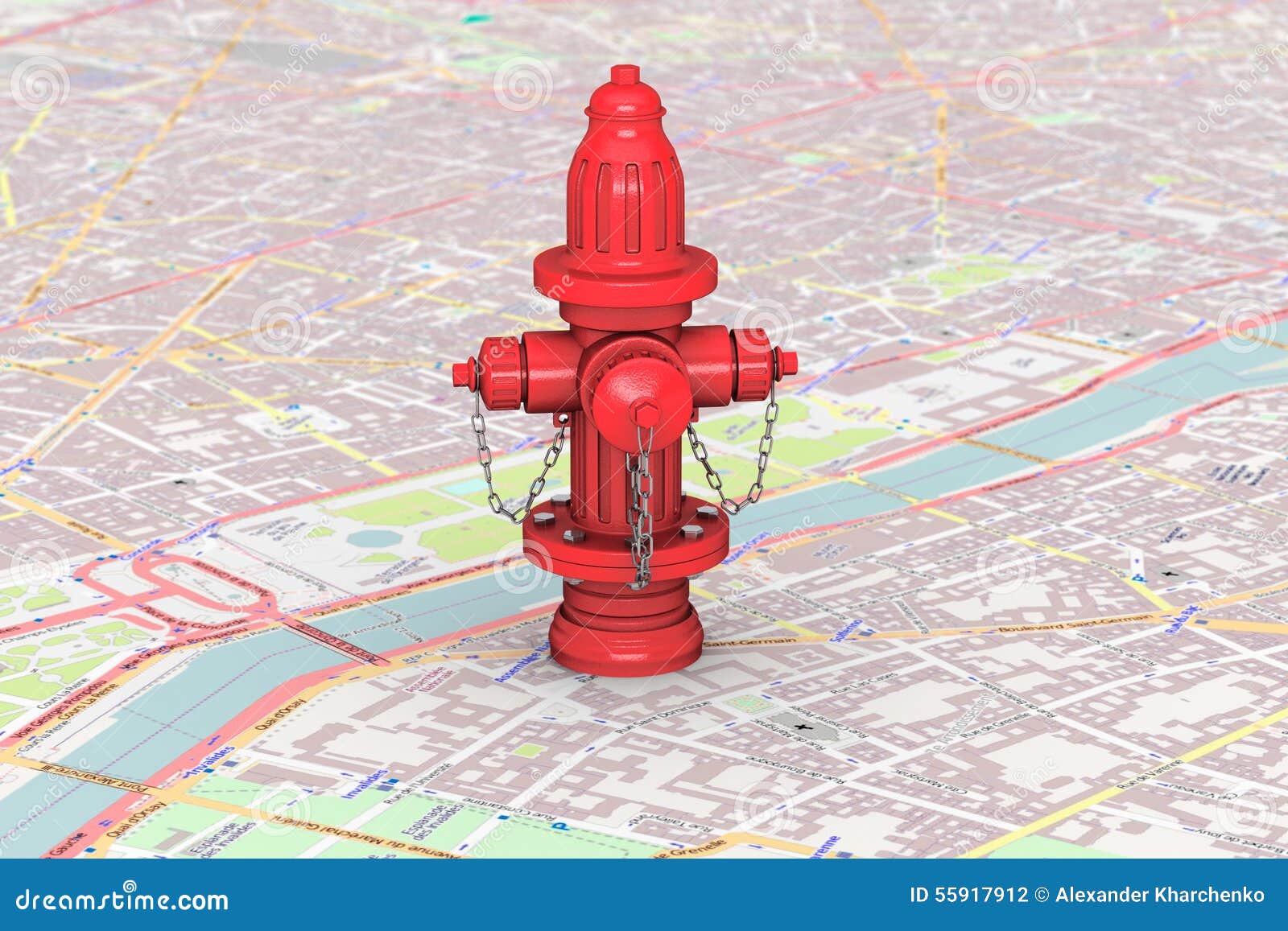 Red Fire Hydrant over map stock illustration. Illustration of safe ...