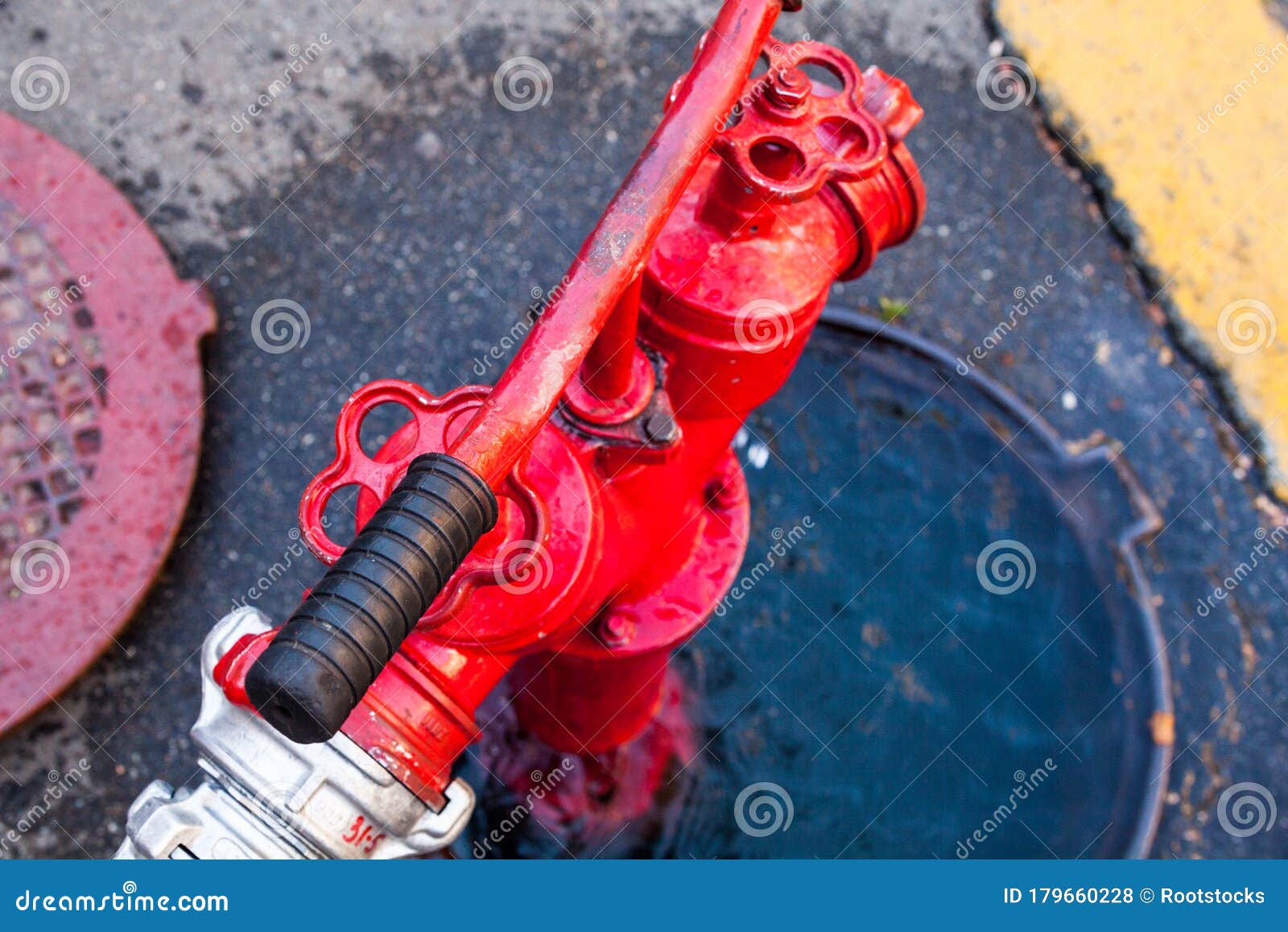 Red fire hydrant stock photo. Image of plug, firefighter - 179660228