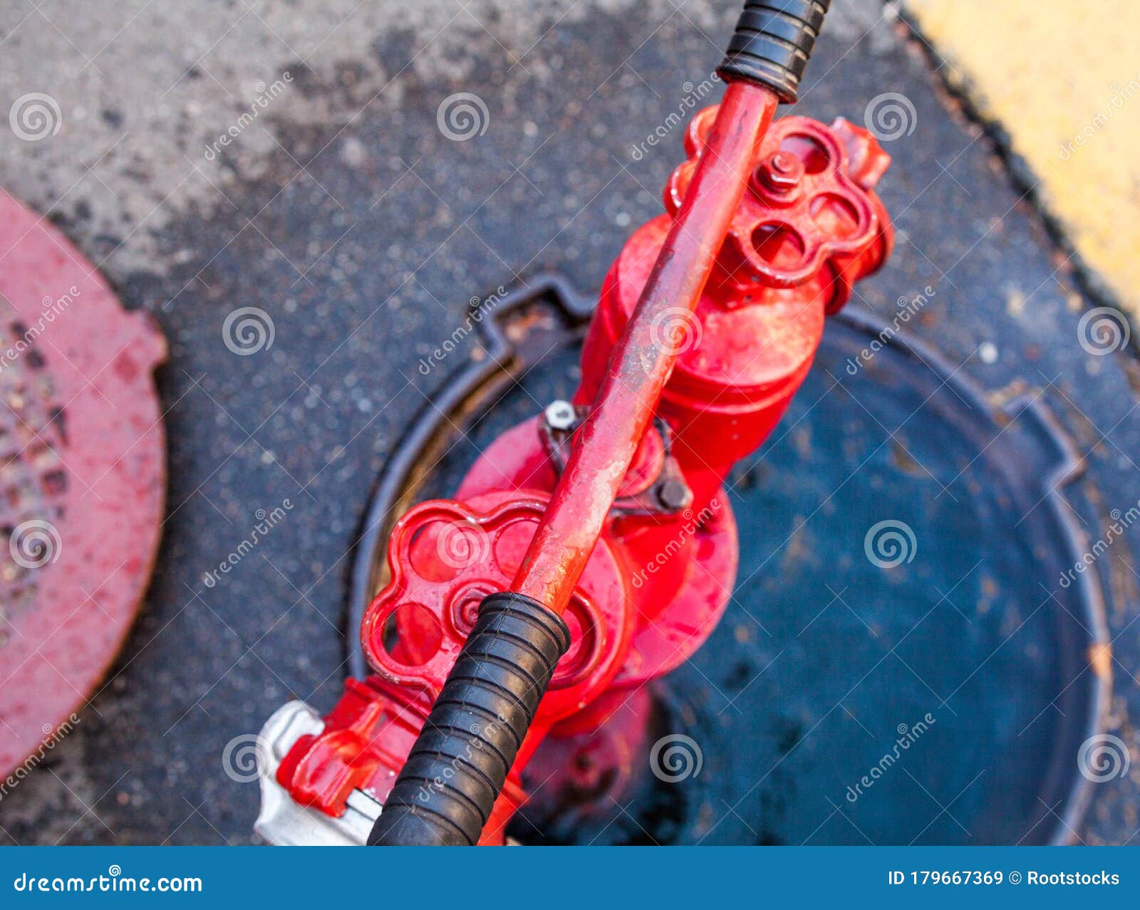 Red fire hydrant stock image. Image of firemen, device - 179667369