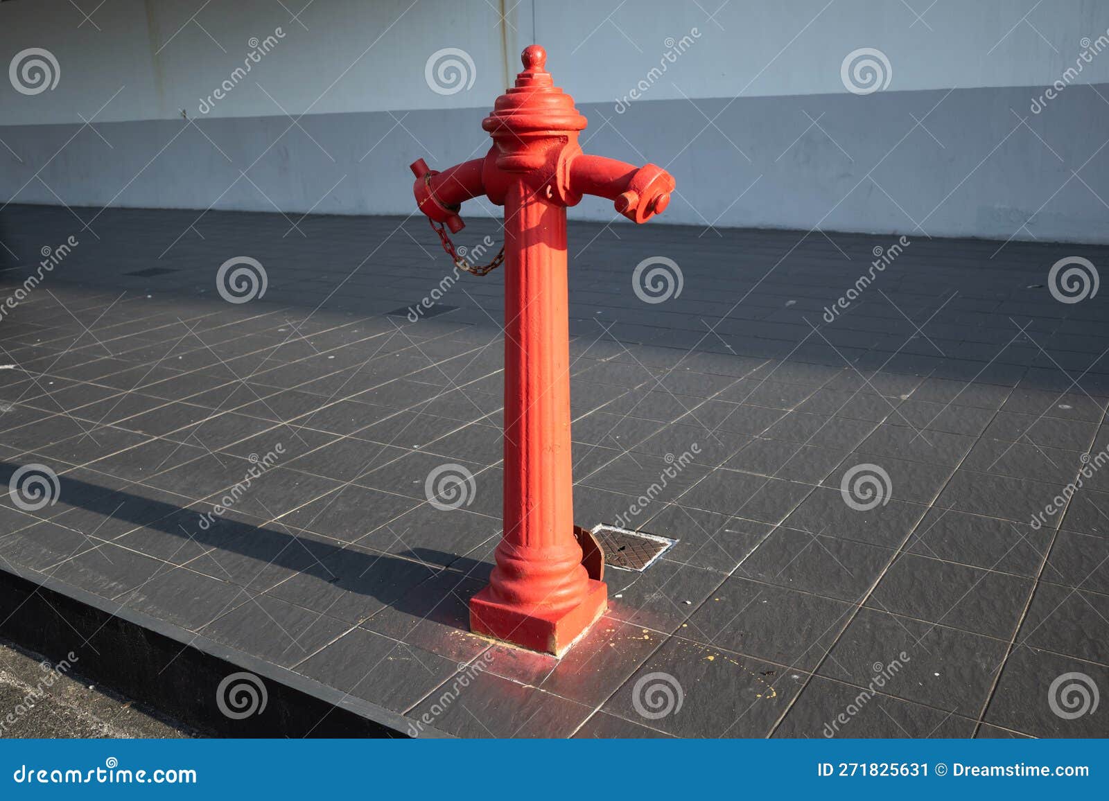 A Red Fire Hydrant on a Side Walk Stock Image - Image of emergency ...