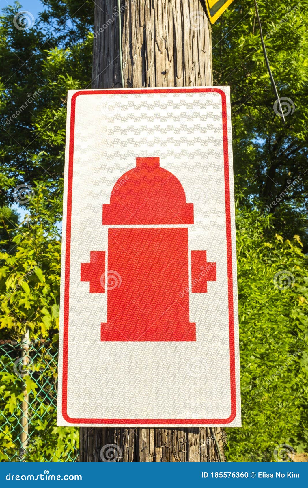 Red fire hydrant sign stock photo. Image of danger, symbol - 185576360