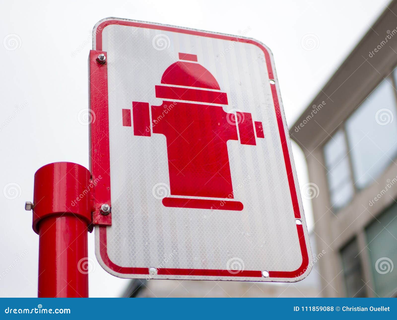 Red Fire Hydrant Sign on a Street Stock Photo - Image of hydrant ...