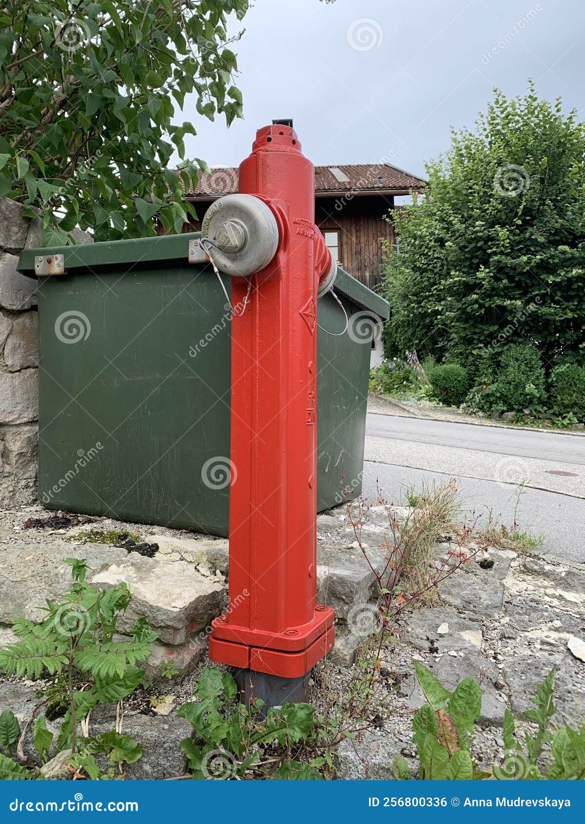 Red Fire Hydrant on the Streets of the German City of Miesbach ...
