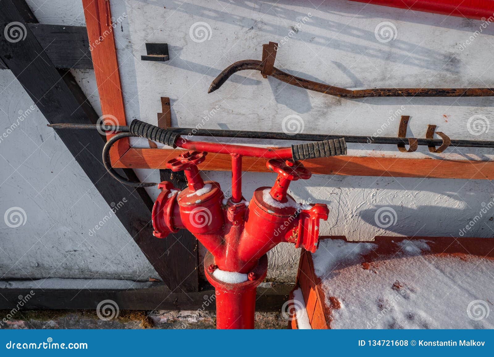Red Fire Hydrant Surrounded in Snow. Fire-fighting Devices in the ...