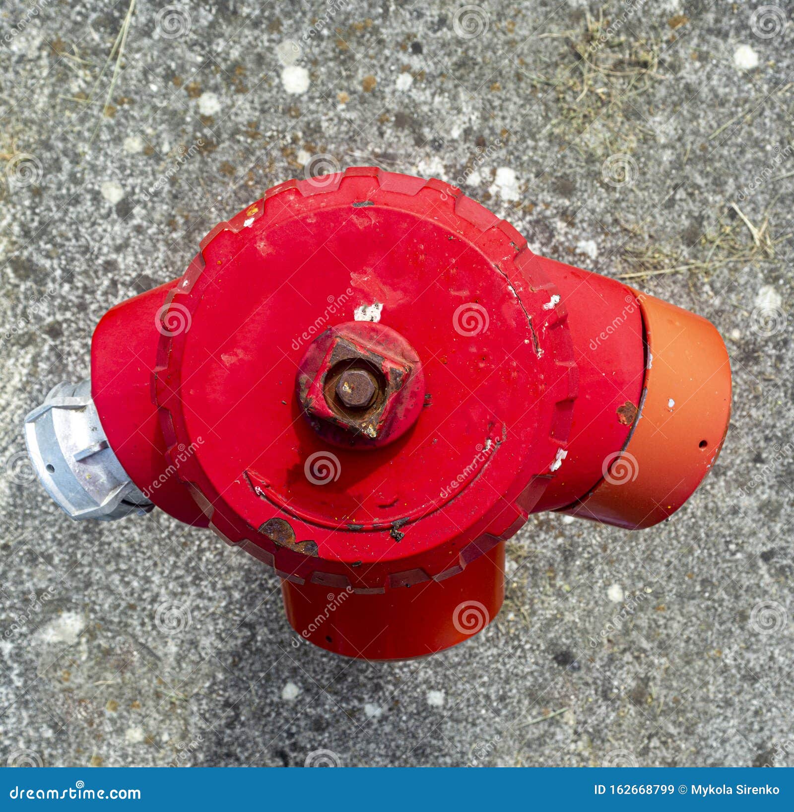 Red Fire Hydrant View from Top Close-up Stock Image - Image of connect ...