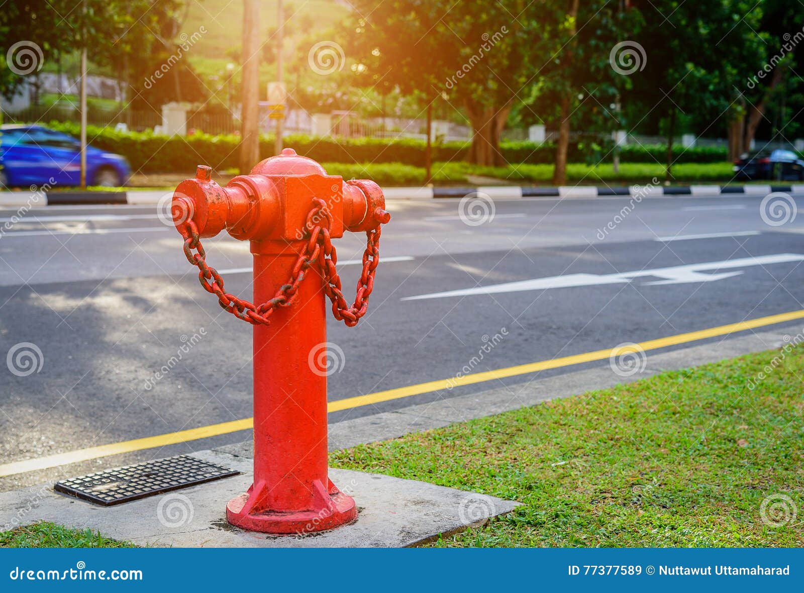 Red Hydrant On The Road For Fire Services. Stock Photography ...