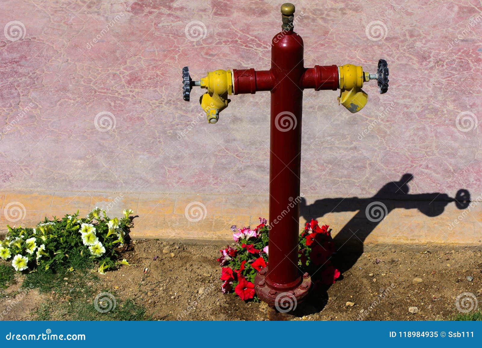 Red Fire Hydrant with Yellow Connectors. Fire Hydrant or Fire Pump ...