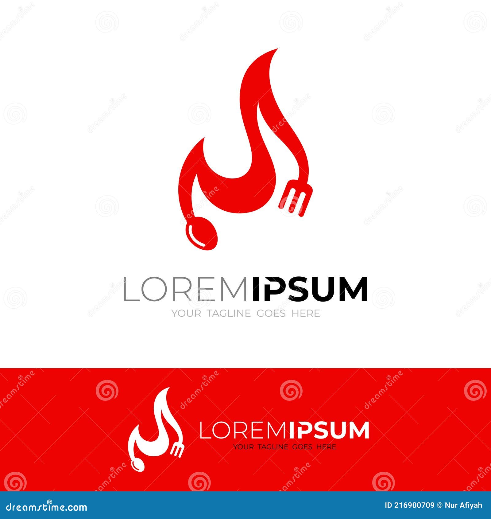 Red Fire Logo with Spoon and Fork Icon Combination Stock Vector ...