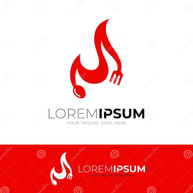 Red Fire Logo with Spoon and Fork Icon Combination Stock Vector ...