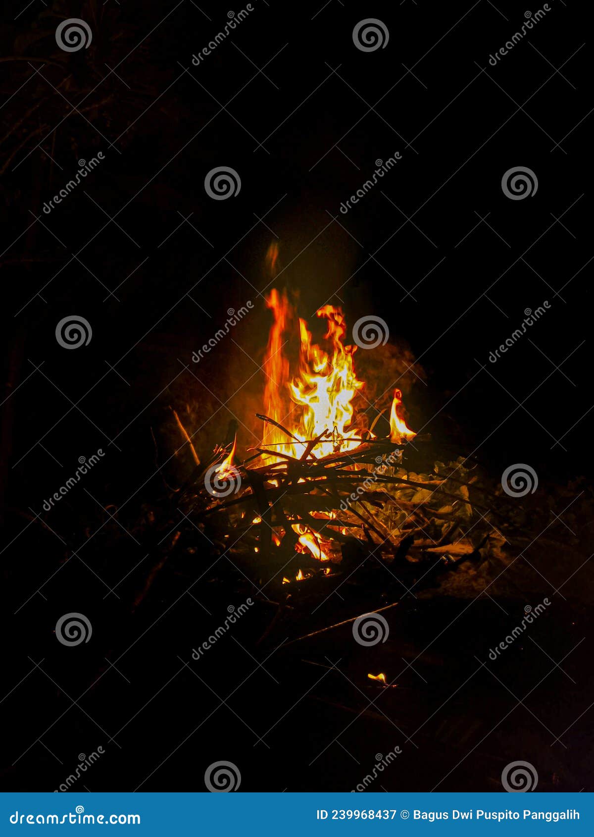 Red Fire at Night in the Dark Shadow Stock Image - Image of darkness ...