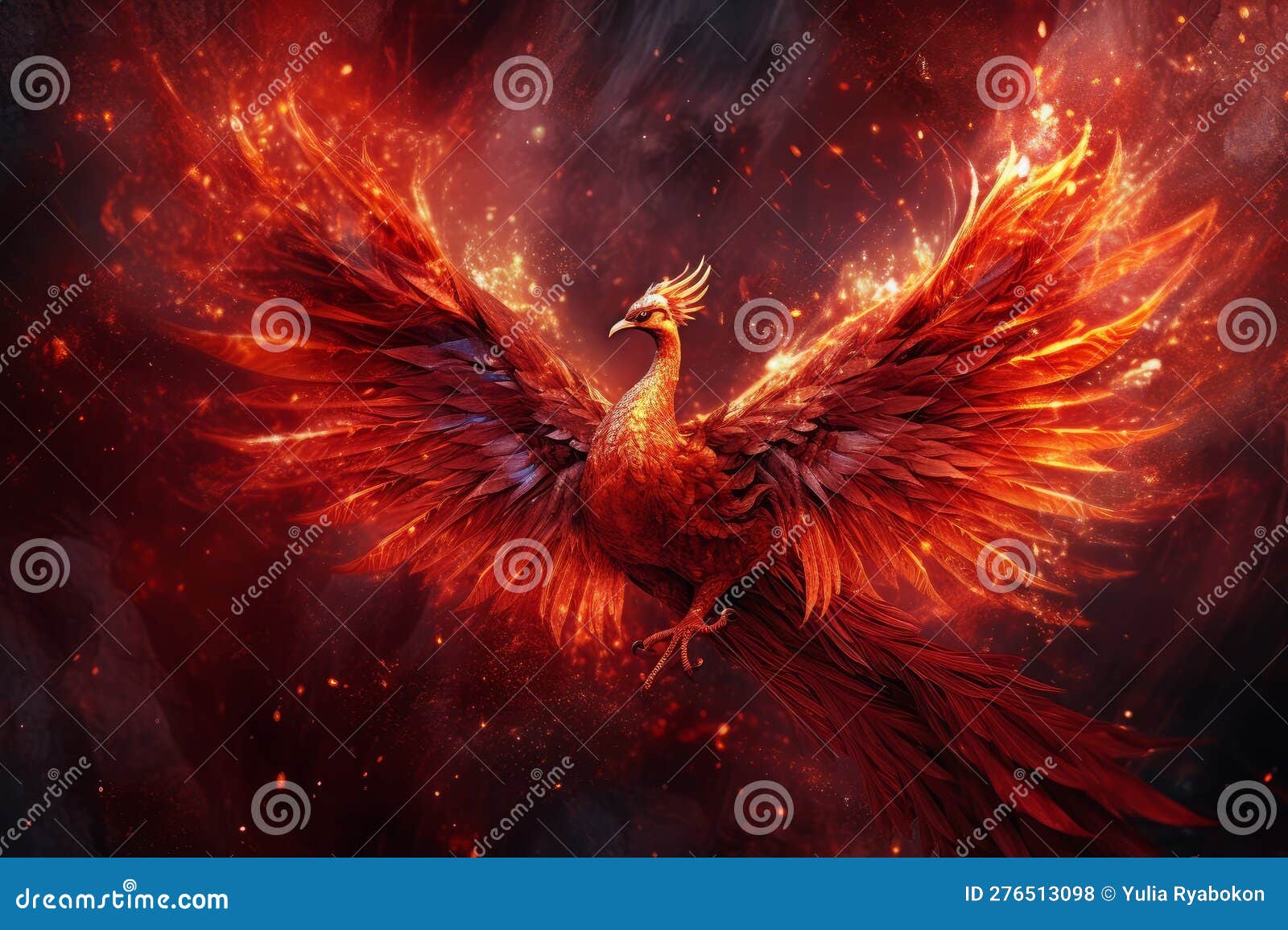 Red Fire Phoenix. Generate Ai Stock Illustration - Illustration of ...