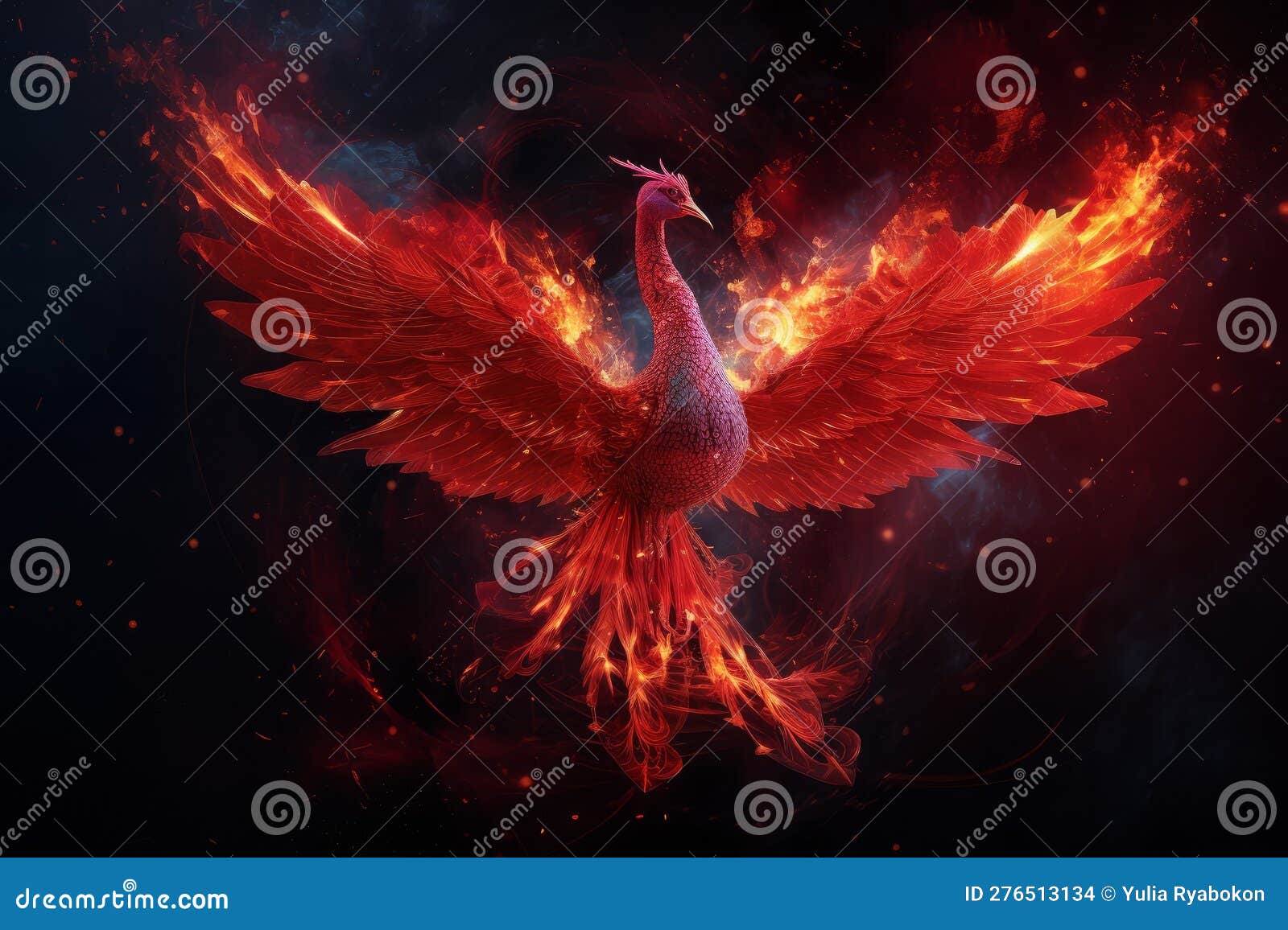 Red Fire Phoenix Magma. Generate Ai Stock Illustration - Illustration ...