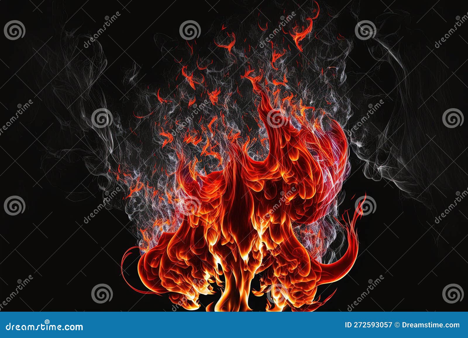 Red Fire Power from a Close-burning Fire on Black Stock Illustration ...