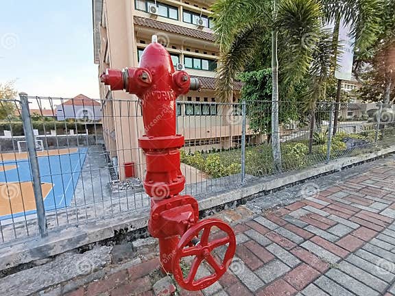 Red Fire Protection System Hydrant in the Area Outside the Public ...