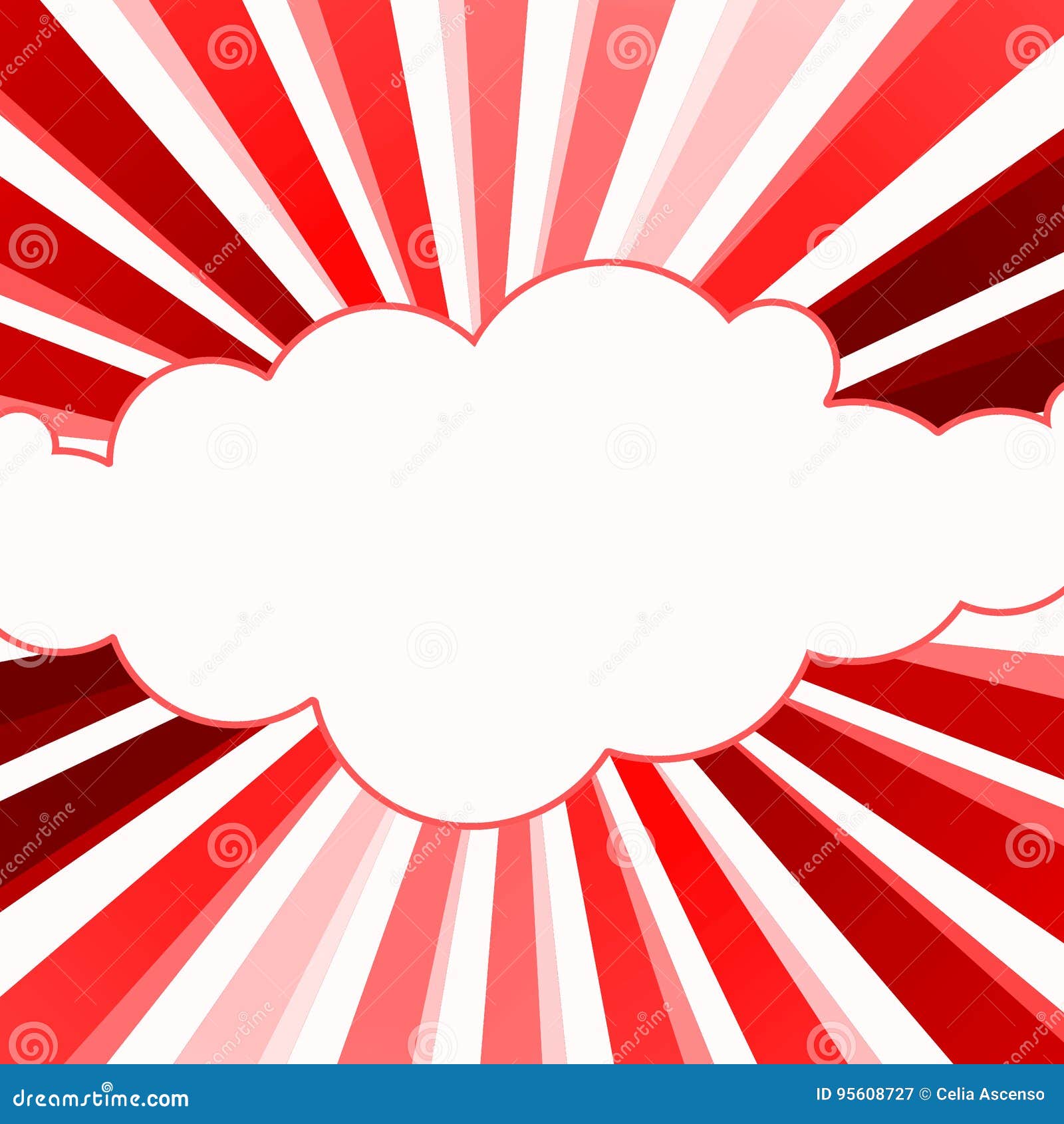 Red Fire Rays Cloud Frame Card Stock Illustration - Illustration of ...