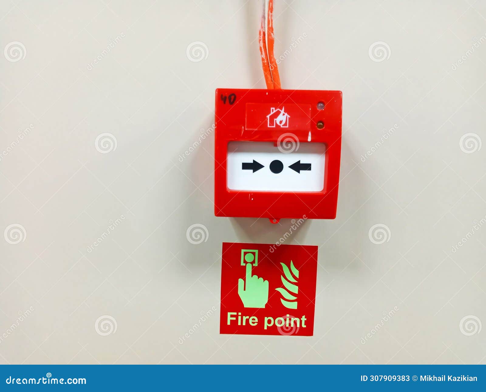 Red Fire Safety Button on the Wall Stock Image - Image of fighting ...