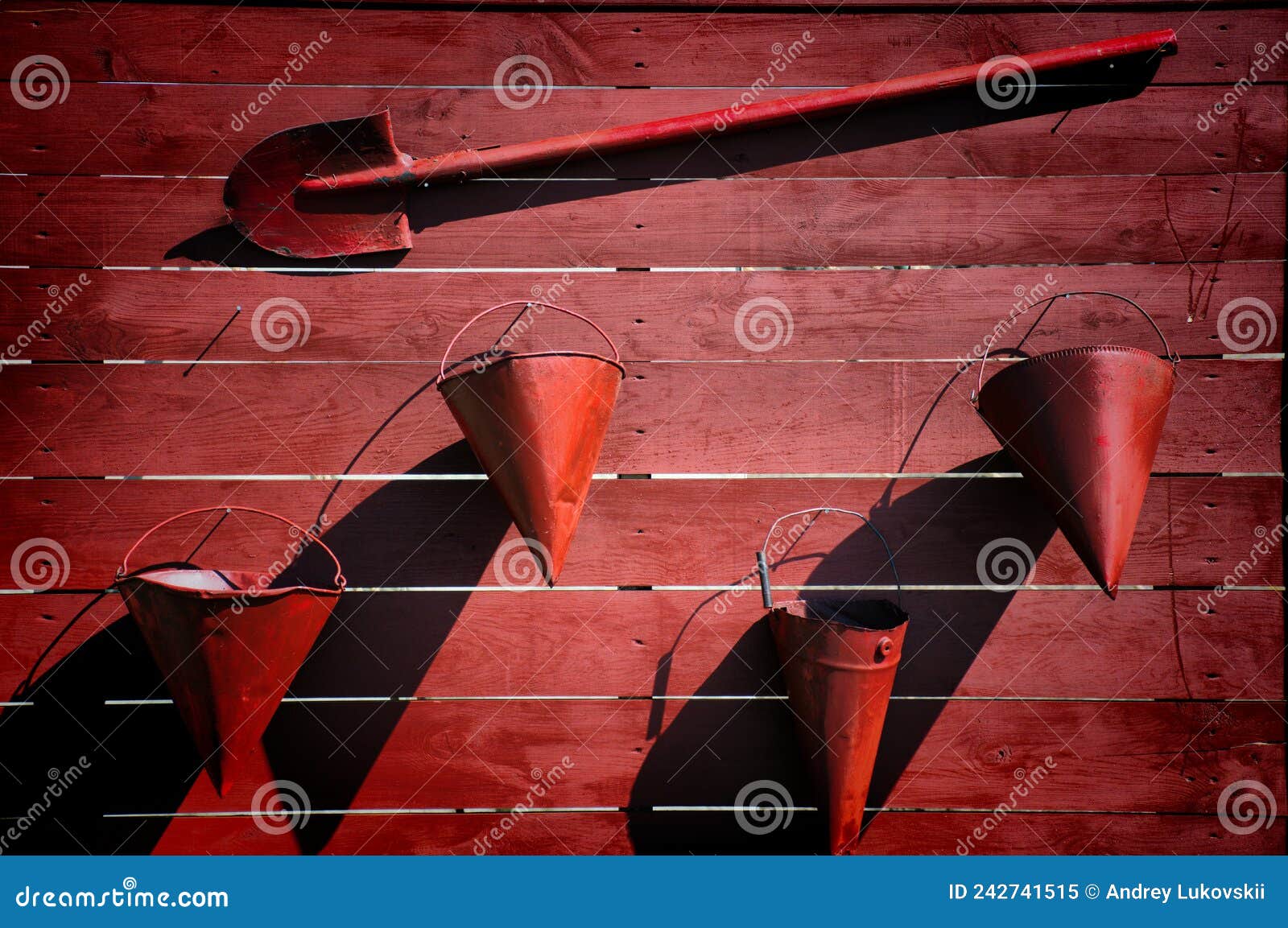 Red Fire Shield Made with Tools for Extinguishing Fires and High ...