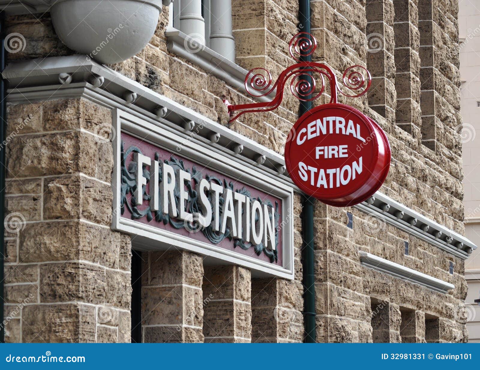 Two Red Fire Station Signs Round and Rectangle Perth Western Australia ...