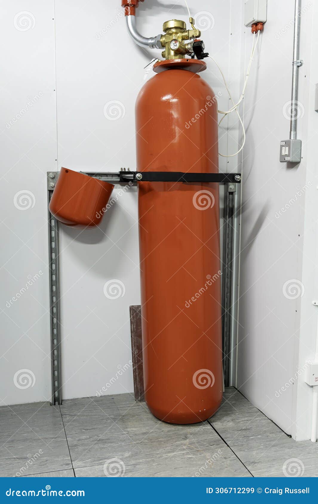 Red Fire Suppression System Cylinder Stock Image - Image of control ...