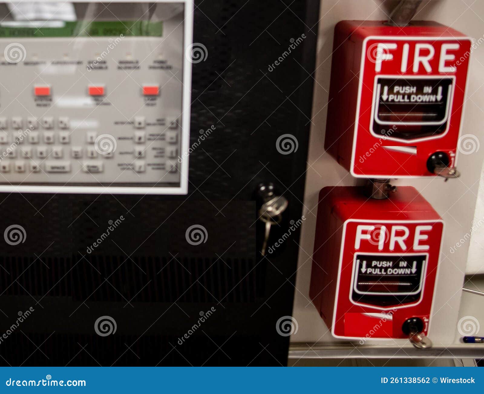 Red fire system sensors stock photo. Image of safety - 261338562