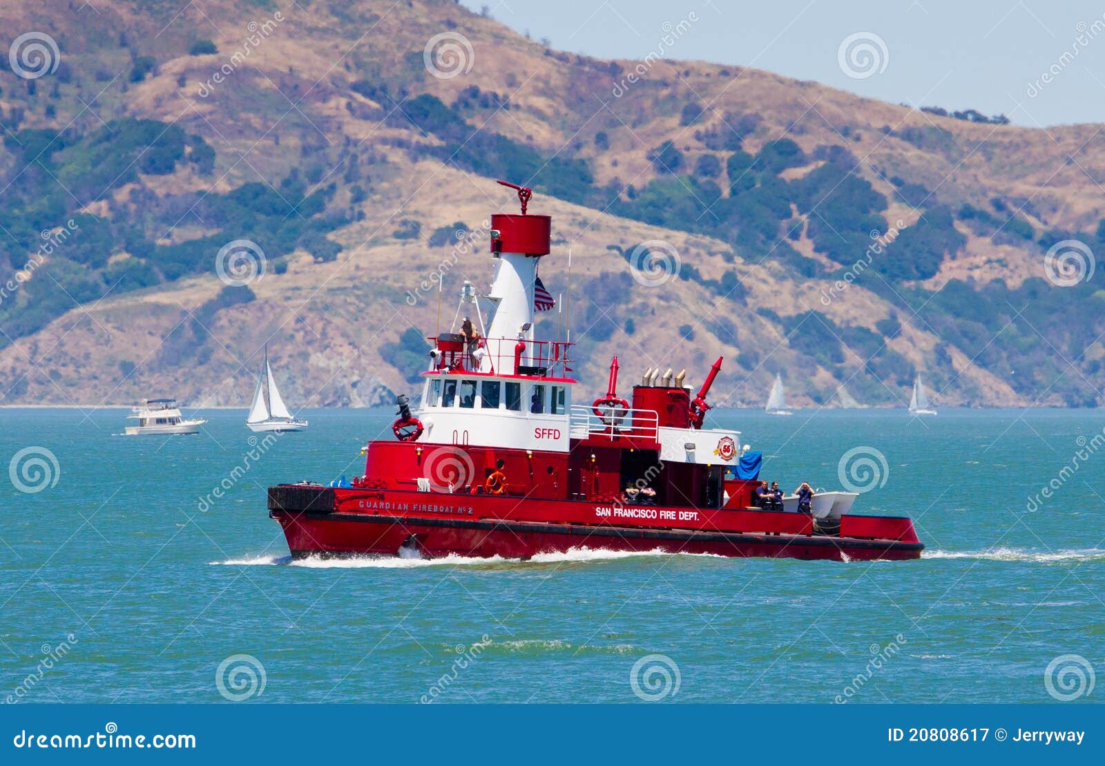 Red Fireboat Sailing in San Francisco Bay Editorial Photography - Image ...