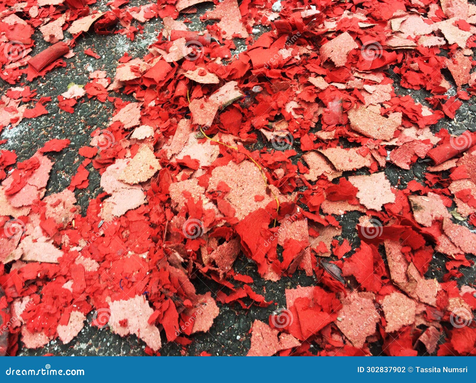 Red Firecracker Fragments Stacked on the Ground Stock Photo - Image of ...