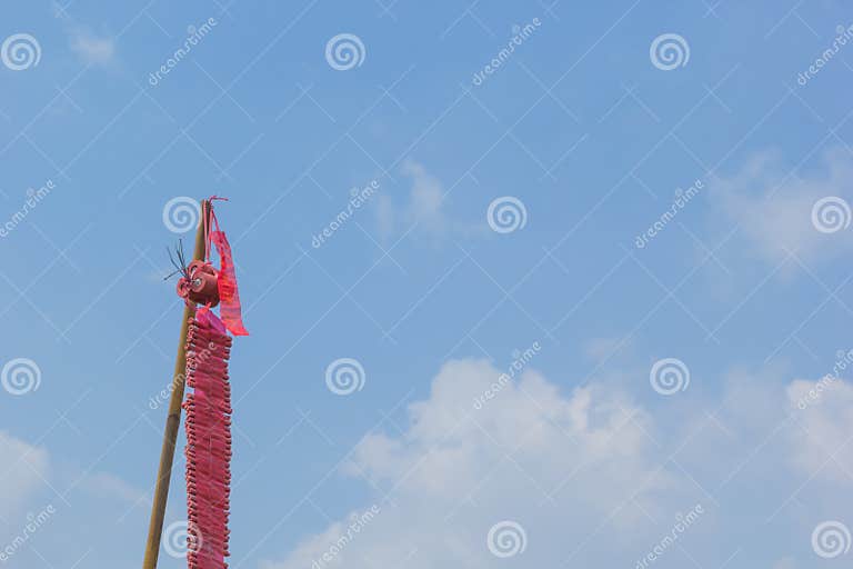 Red Firecrackers on Blue Sky Stock Image - Image of sunshine, blatant ...
