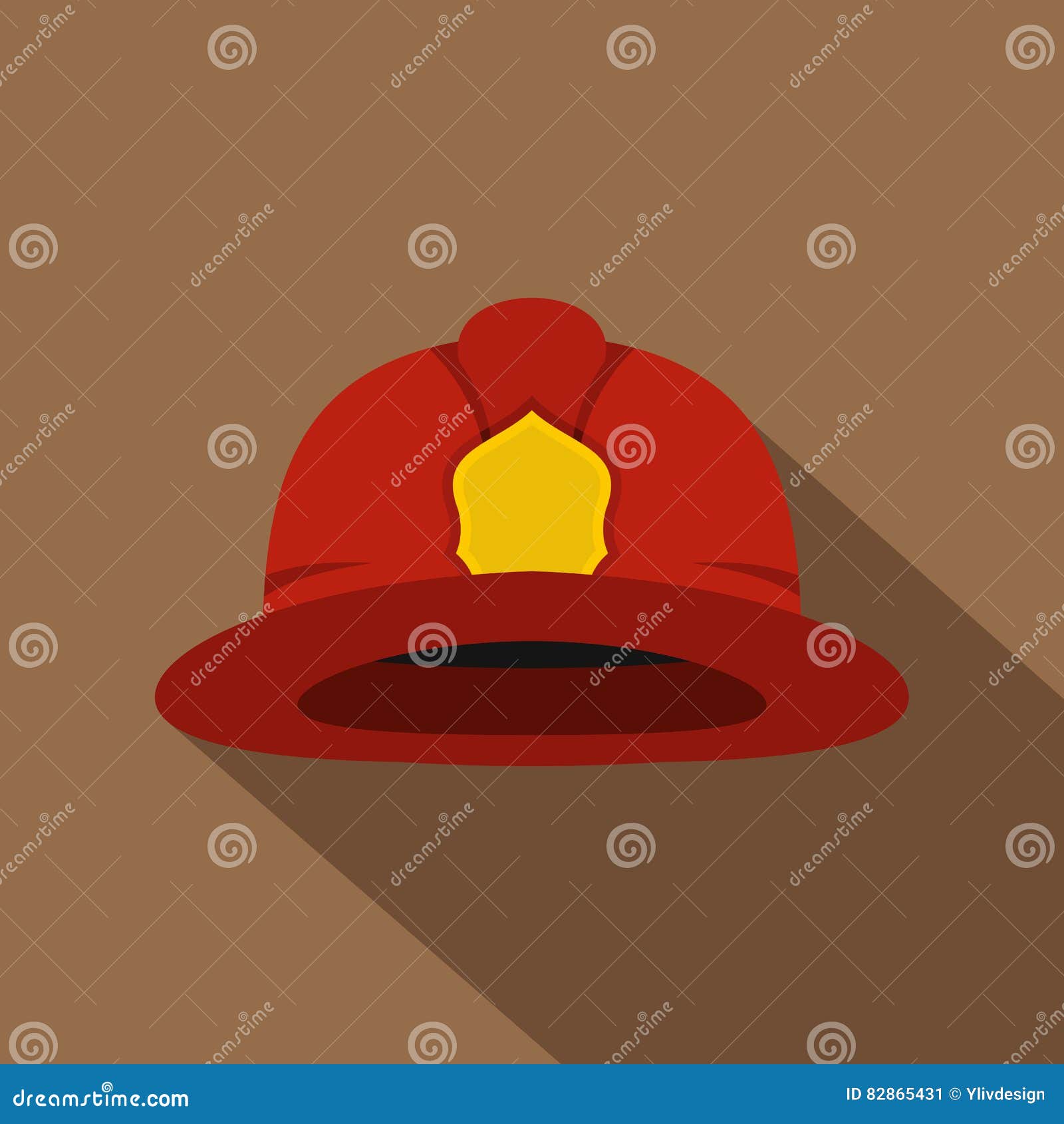 Red Fireman Helmet Icon, Flat Style Stock Vector - Illustration of ...