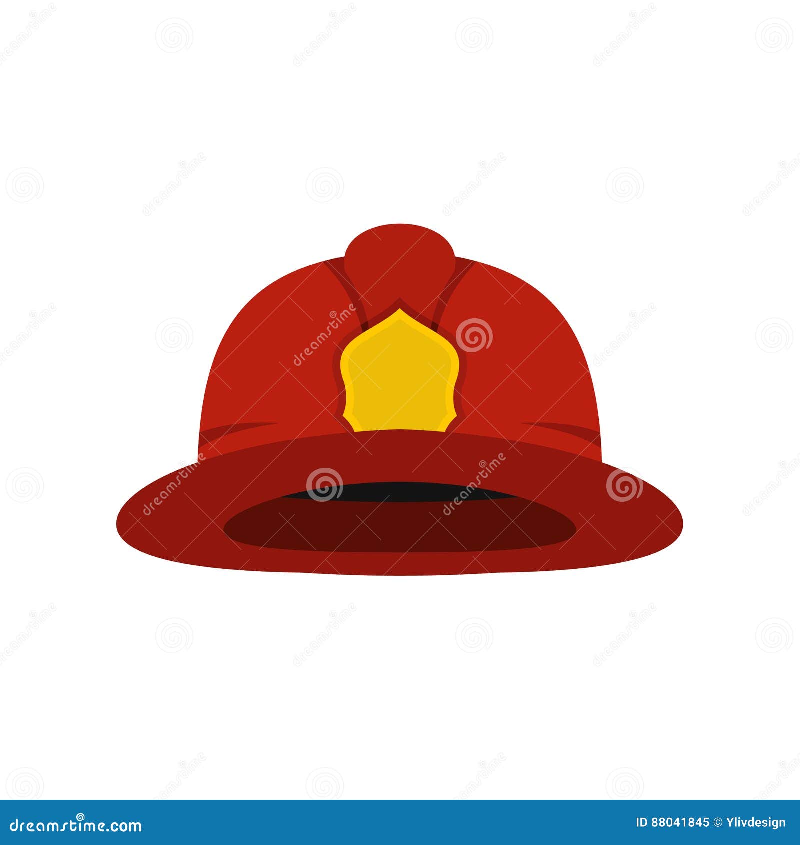 Red Fireman Helmet Icon, Flat Style Stock Vector - Illustration of help ...