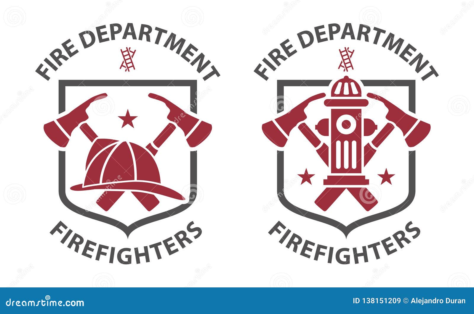 Vintage Fireman Emblems Vector Illustration | CartoonDealer.com #75079532