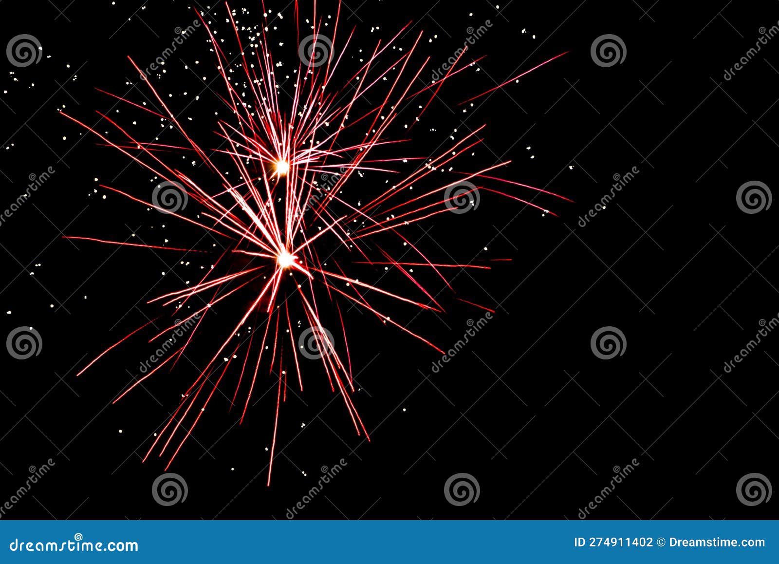Red Firework in a Dark Sky Resembling Flowers Stock Photo - Image of ...