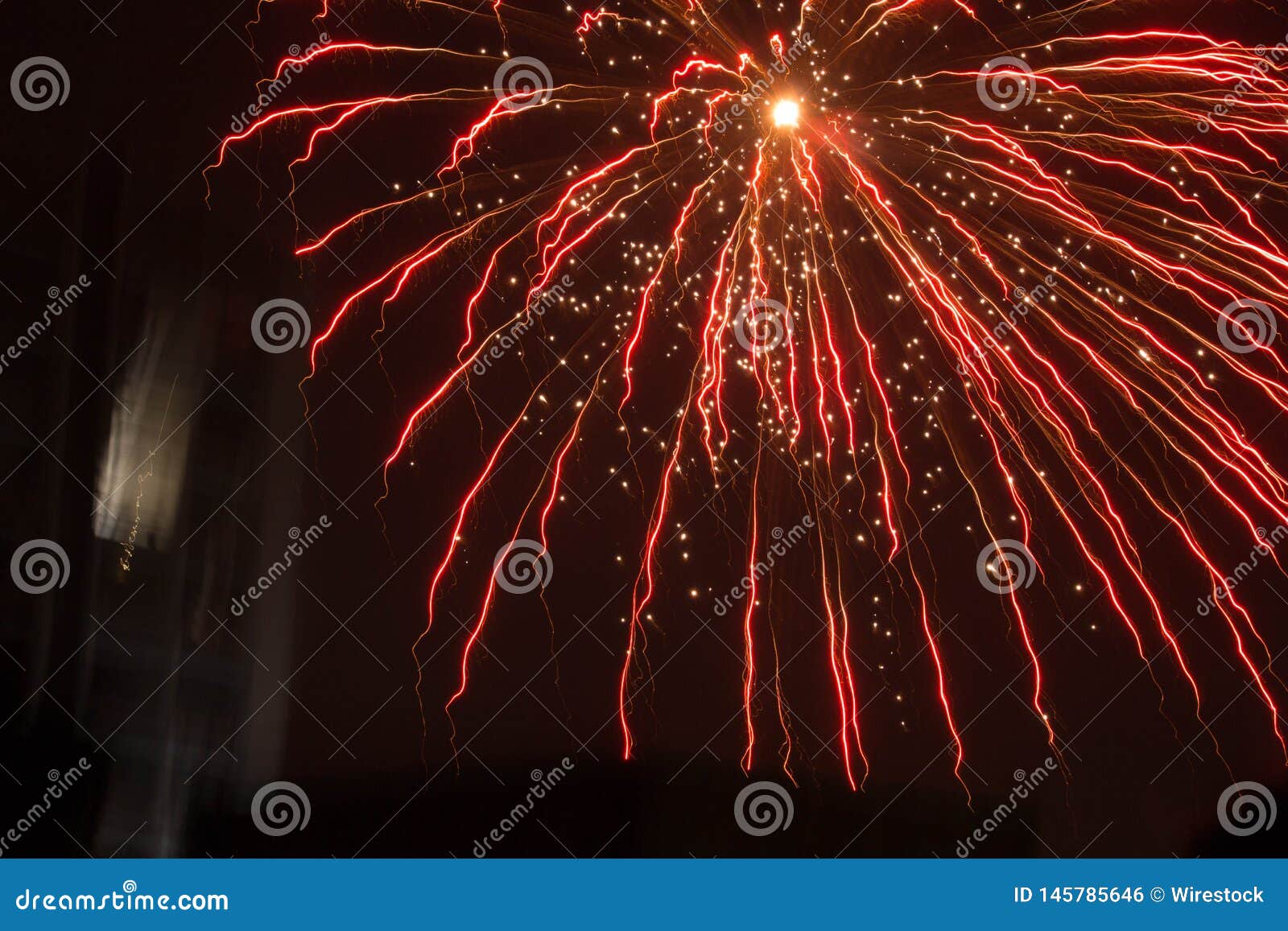 Red firework explosion stock photo. Image of background - 145785646