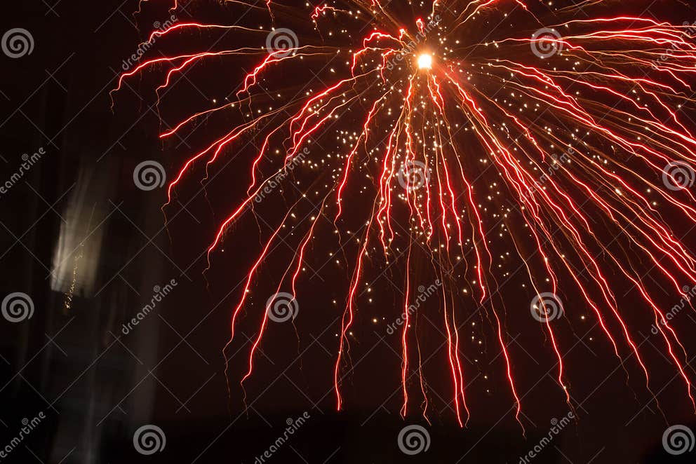 Red firework explosion stock photo. Image of background - 145785646