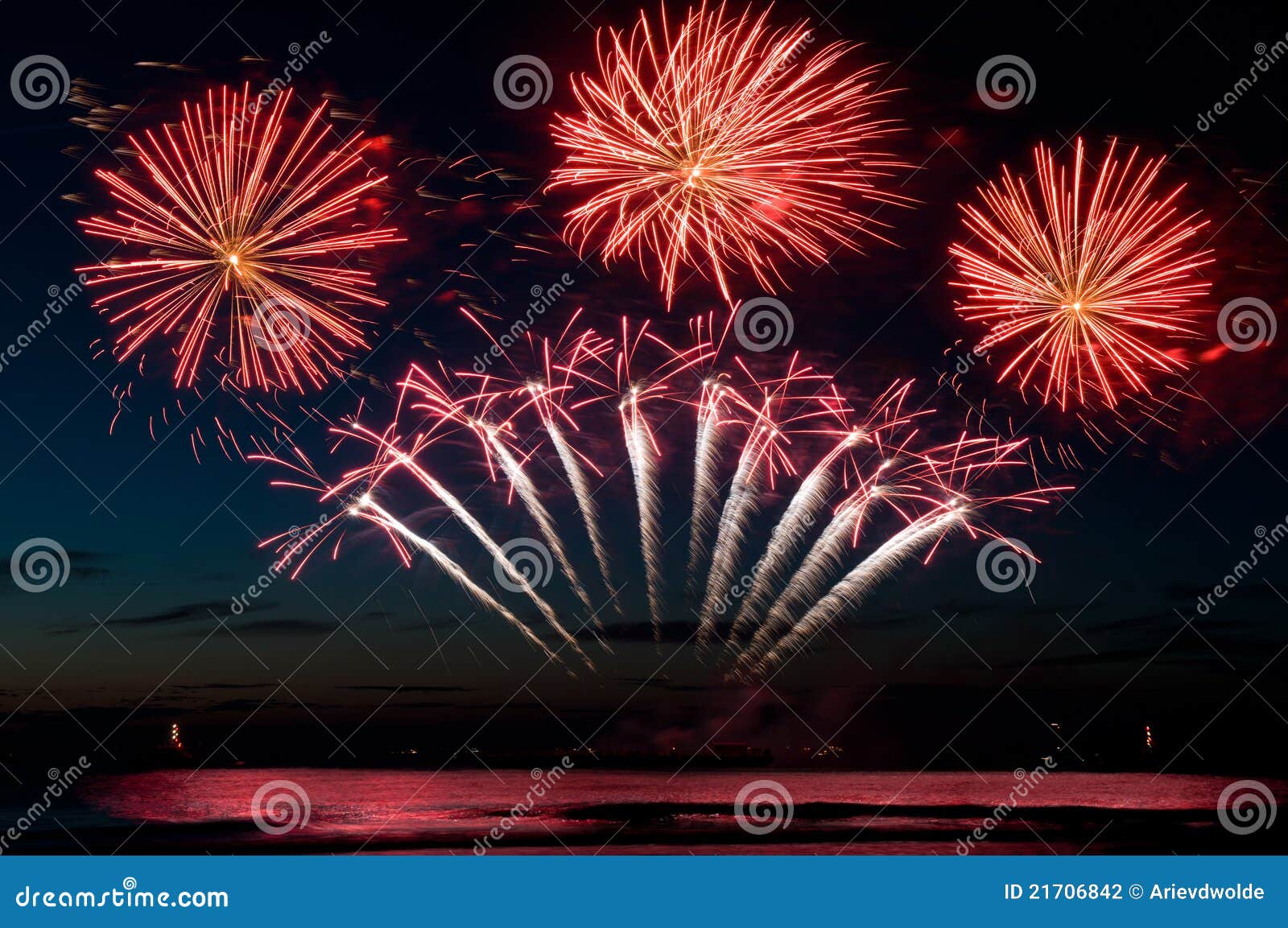 Red fireworkexplosions stock photo. Image of beginning - 21706842