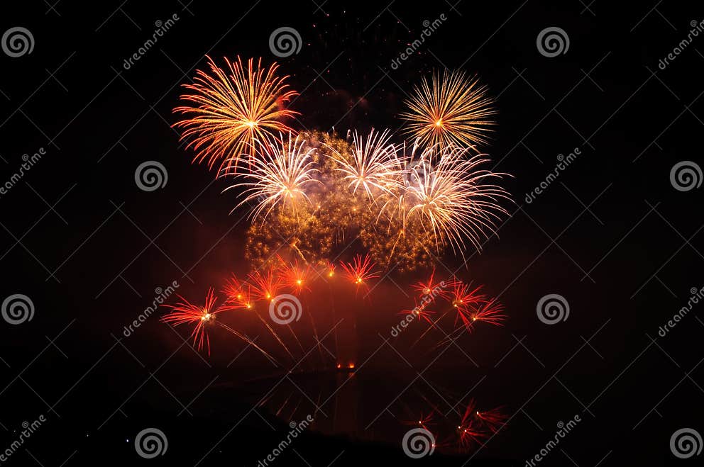 Red Fireworks stock photo. Image of colourful, explosions - 15581318