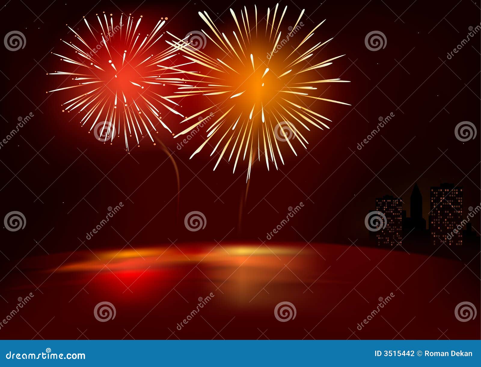Red Fireworks stock vector. Illustration of fireworks - 3515442