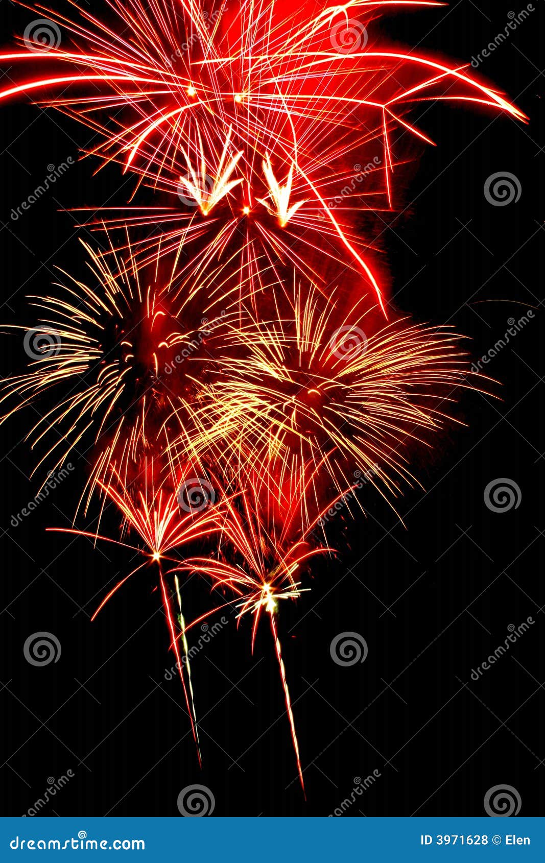 Red Fireworks stock photo. Image of magic, independence - 3971628