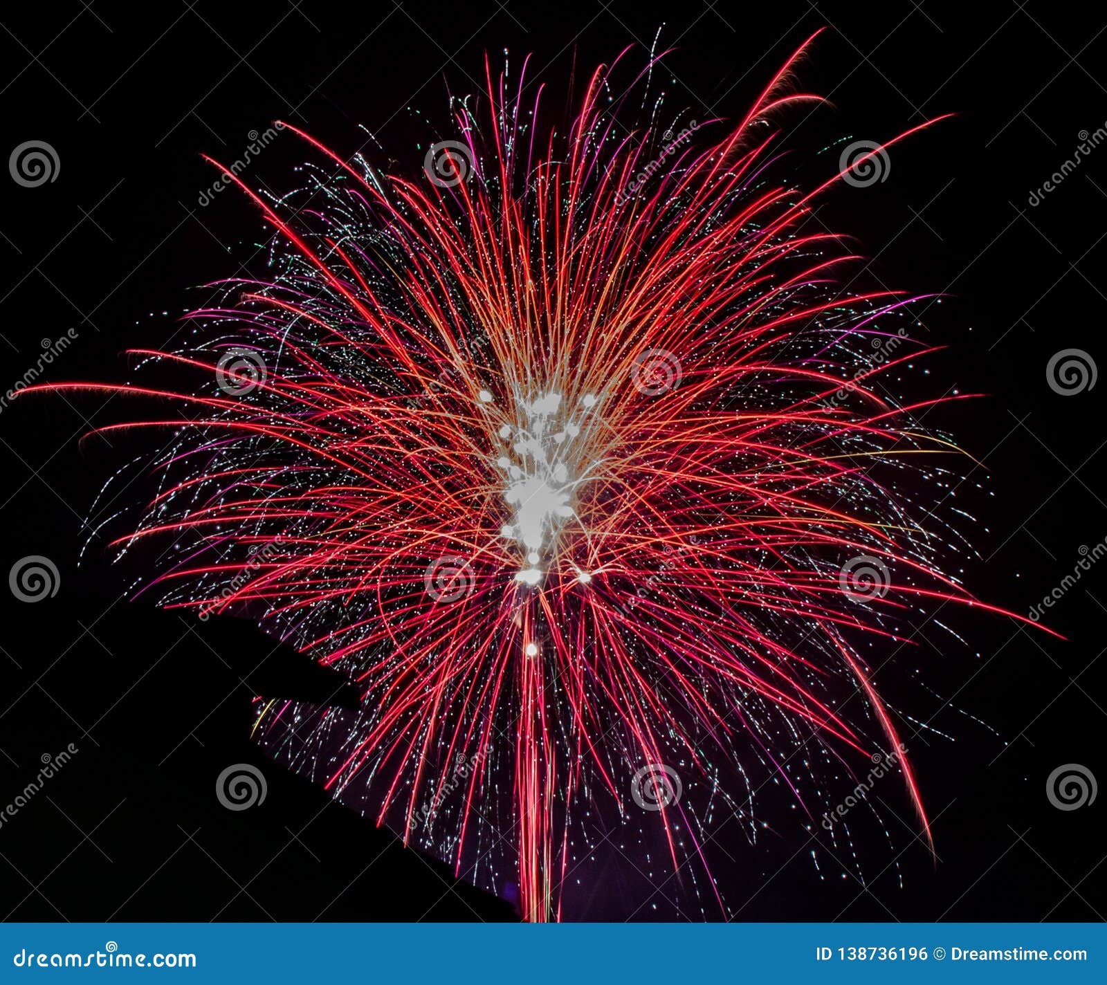 Red Fireworks with Black Background Stock Photo - Image of black, year ...