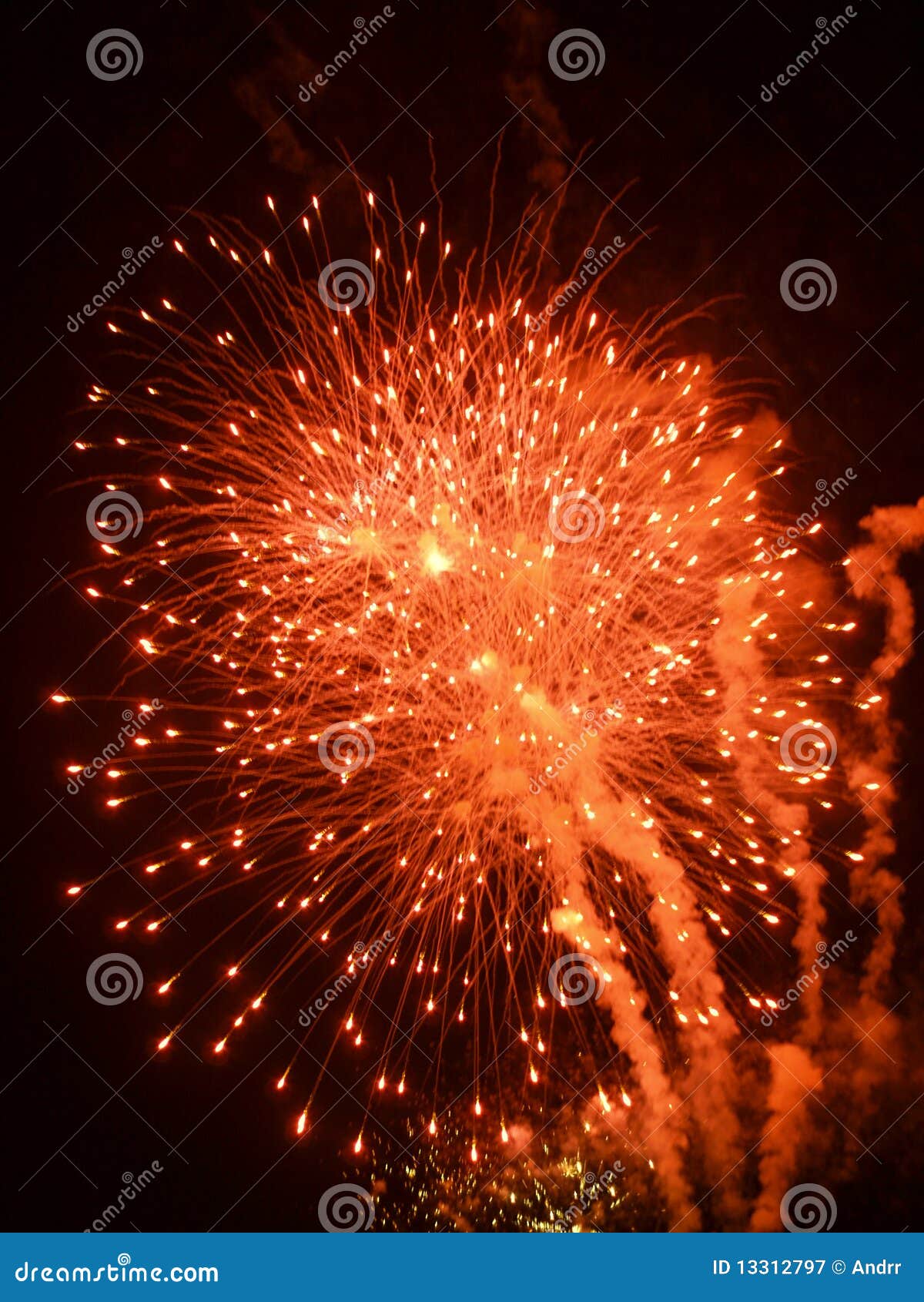 Red Fireworks Burst With Smoke Trail Royalty Free Stock Photography ...